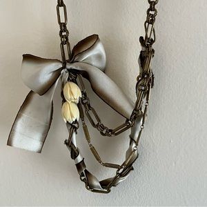 LOFT | Jewelry | Loft Gold Tone Ribbon And Flower Necklace | Poshmark